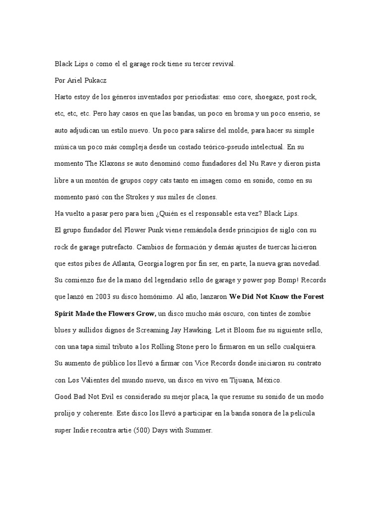 Black Lips | PDF | La música rock | Estilos americanos de música