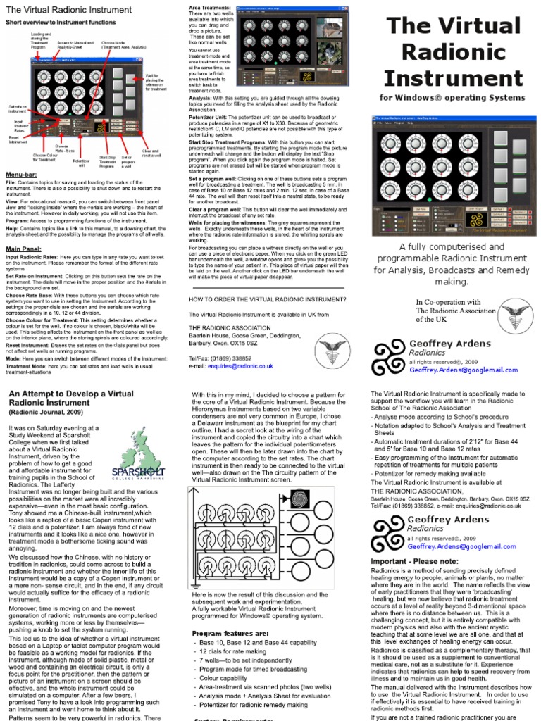 The Virtual Radionic Instrument: For Windows© Operating Systems | PDF