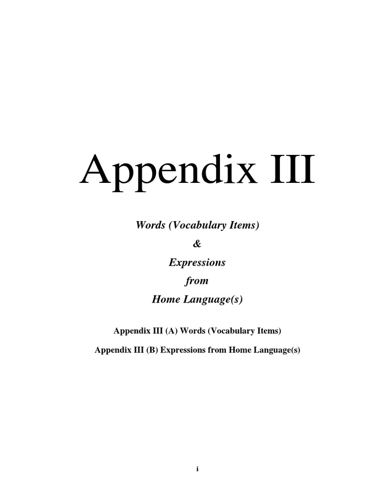 Appendix III Words (Vocabulary Items) & Expressions | PDF