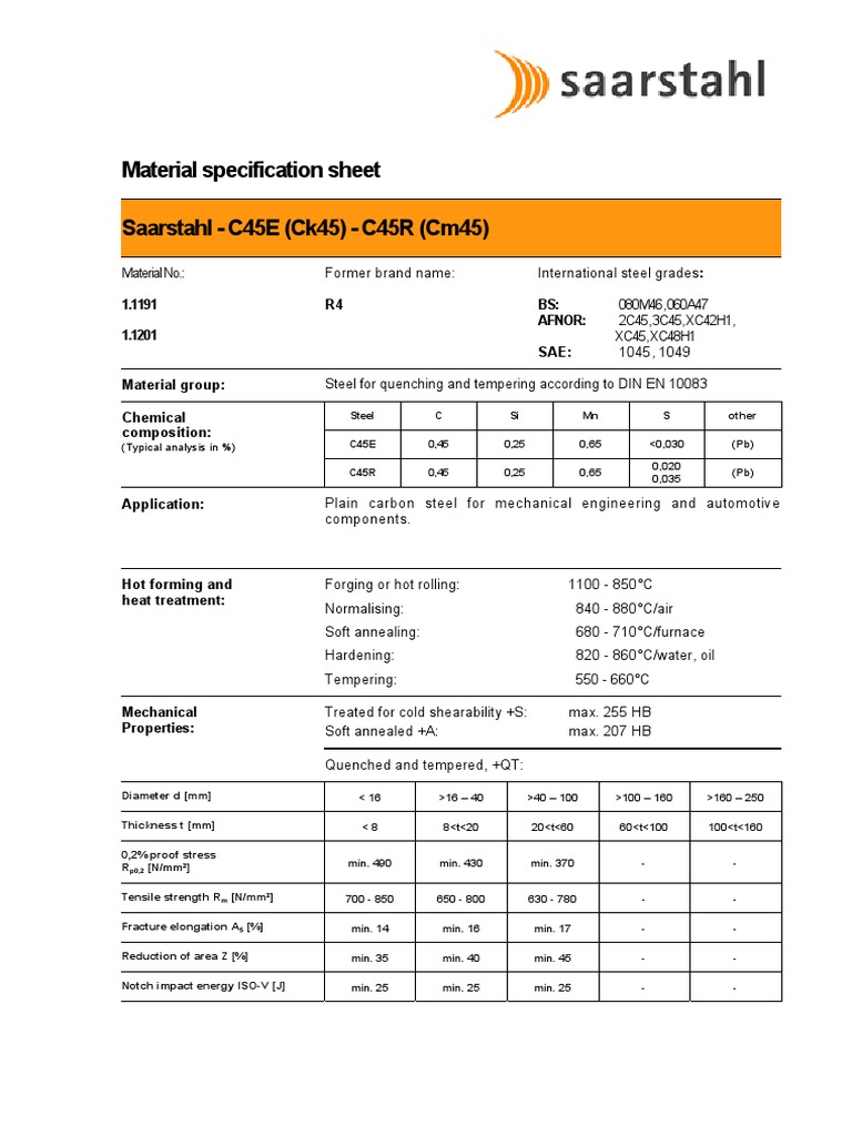 20160323010627-C45E (Ck45) - C45R (Cm45) PDF | PDF | Steel | Heat Treating