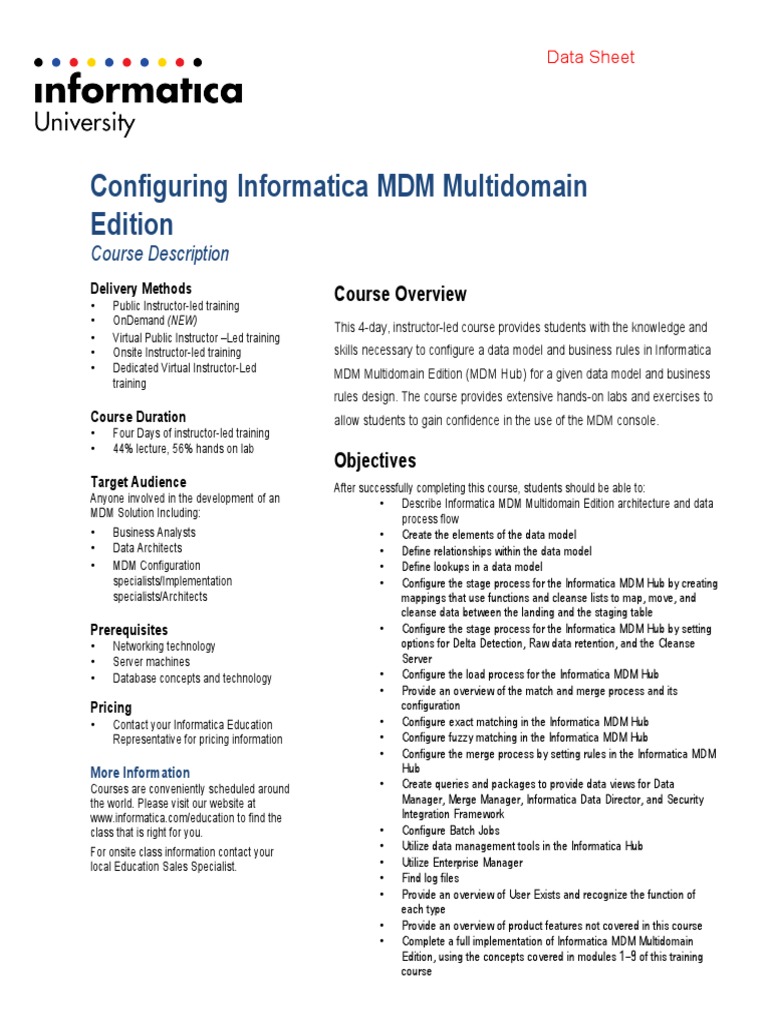 Configuring Informatica MDM Training | PDF | Data Model | Databases