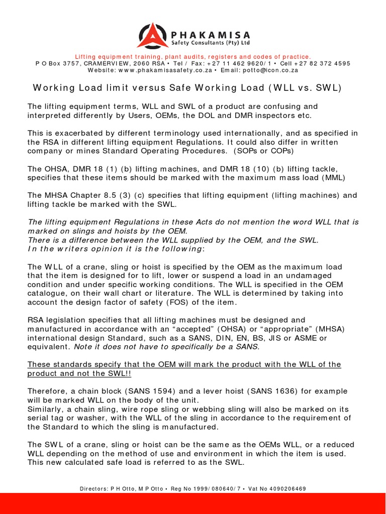 WLL Vs SWL | Download Free PDF | Crane (Machine) | Business