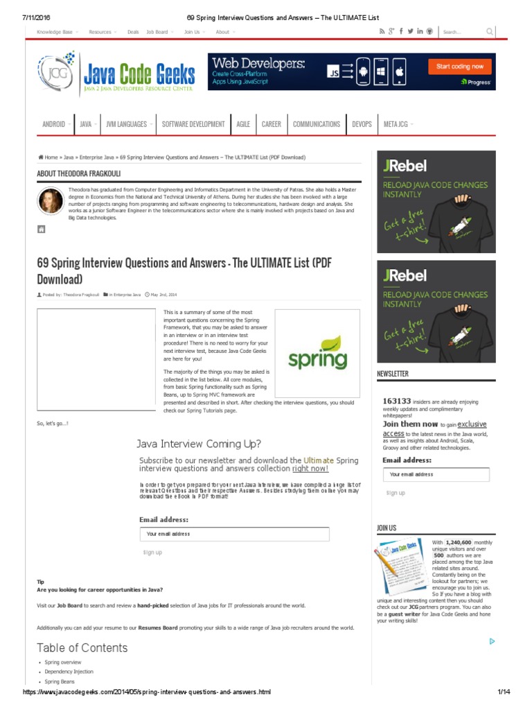 69 Spring Interview Questions and Answers - The ULTIMATE List | PDF ...