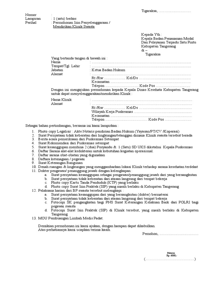 Form KLINIK SWASTA | PDF