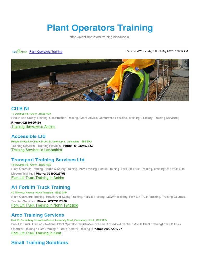 Plant Operators Training BizHouse - Uk | PDF