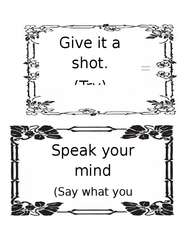 Give It A Shot. (Try) : (Say What You Really Feel) | PDF