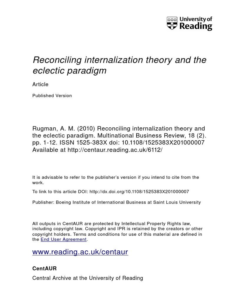 Reconciling Internalization Theory and The Eclectic Paradigm | Download ...