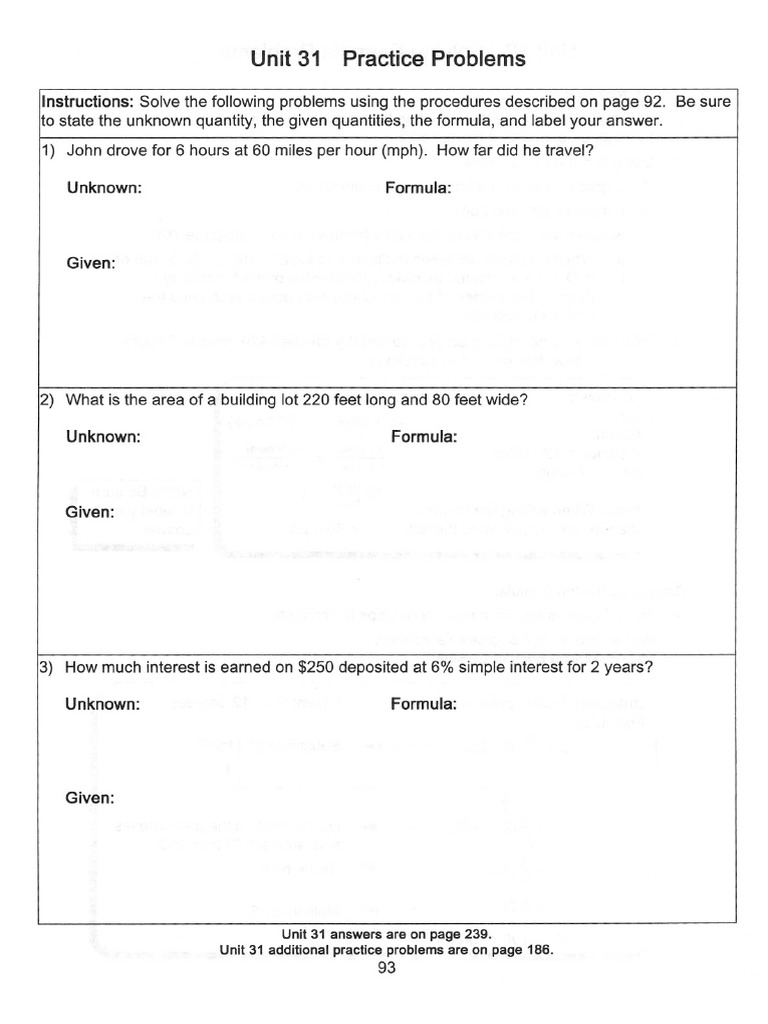 Unit 31 Practice: Problems | PDF