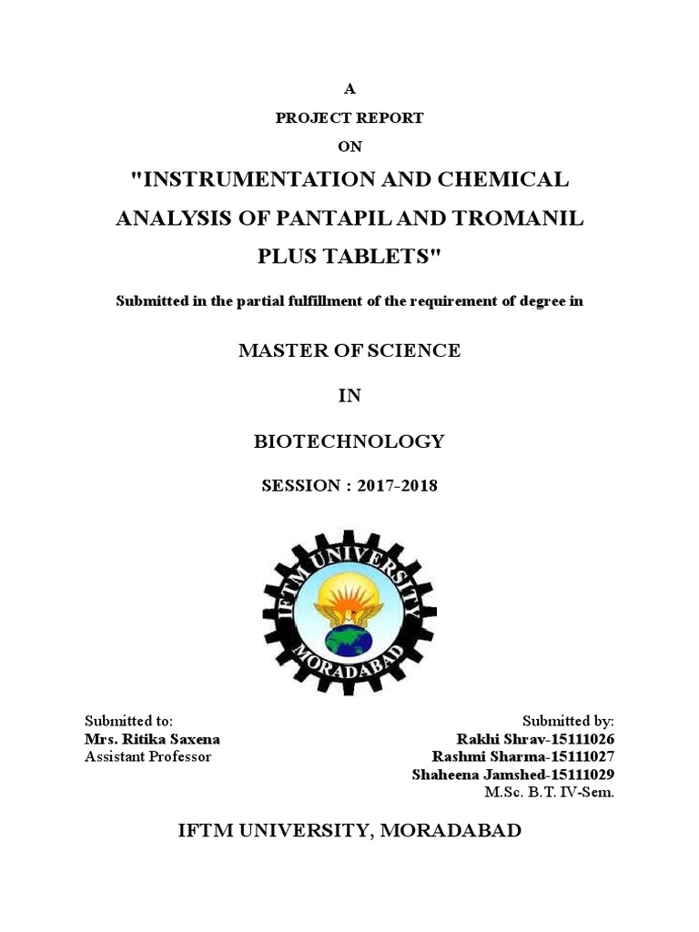 Instrumentation and Chemical Analysis of Pantapil and Tromanil Plus ...