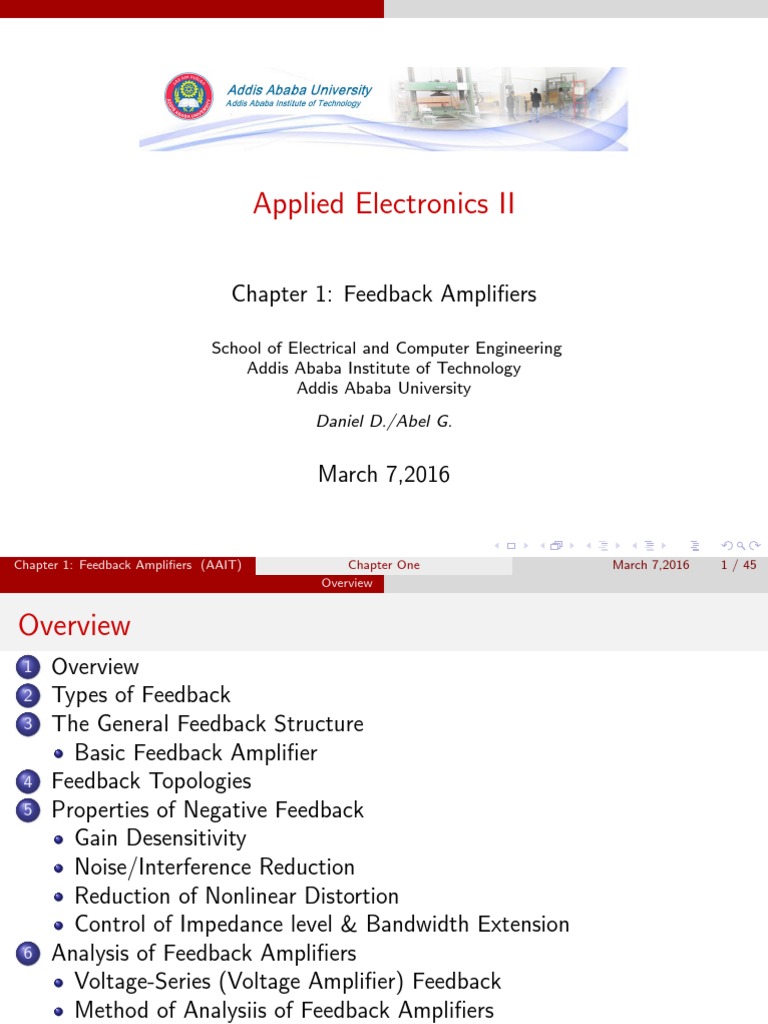 Applied Electronics II: Chapter 1: Feedback Amplifiers | PDF | Amplifier | Electronics