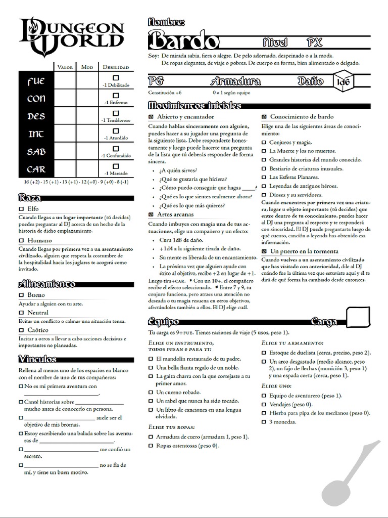 Bardo Editable (Dungeon World) | PDF