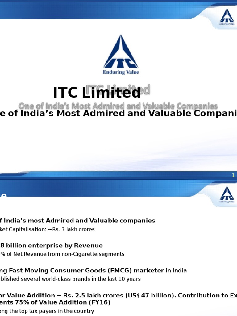 ITC Limited: One of India's Most Admired and Valuable Companies | PDF ...
