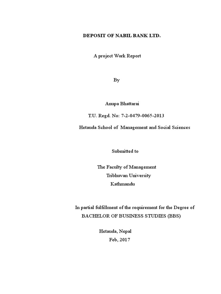 Nabil Bank Deposit Analysis Report | PDF | Academia | Cognition