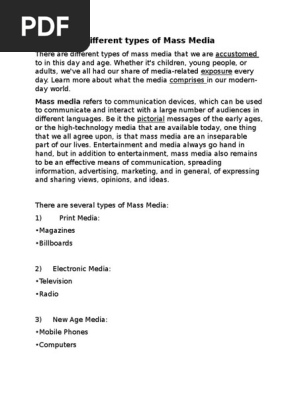 Types Of Mass Media
