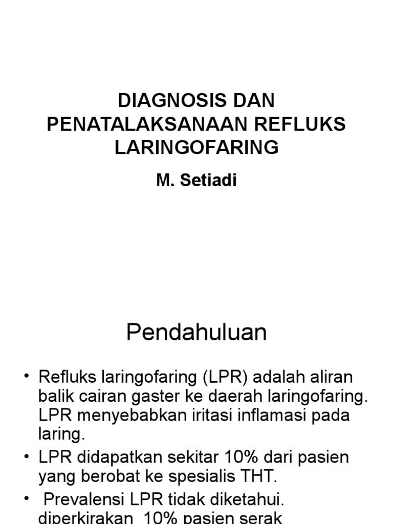 Diagnosis Dan Penatalaksanaan Refluks Laringofaring | PDF