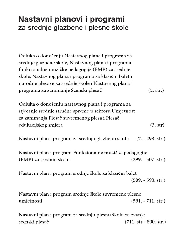 1 Nastavni Plan i Program Za Srednje Glazbene i Plesne Skole (1)