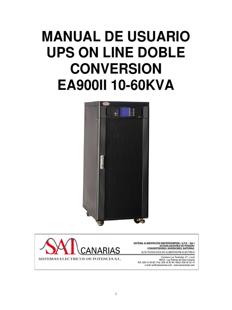 Manual Usuario Ups On Line Doble Conversion Ea900ii 10-60kva 15 | PDF ...
