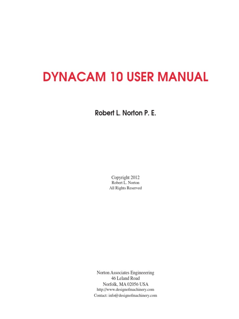 Dynacam 10 User Manual: Robert L. Norton P. E | PDF | Computer File | Installation (Computer ...