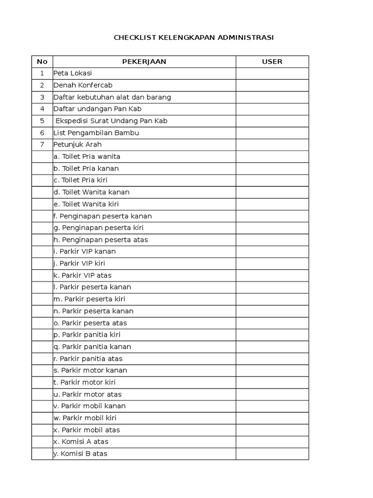 Checklist Administrasi Konfercab | PDF