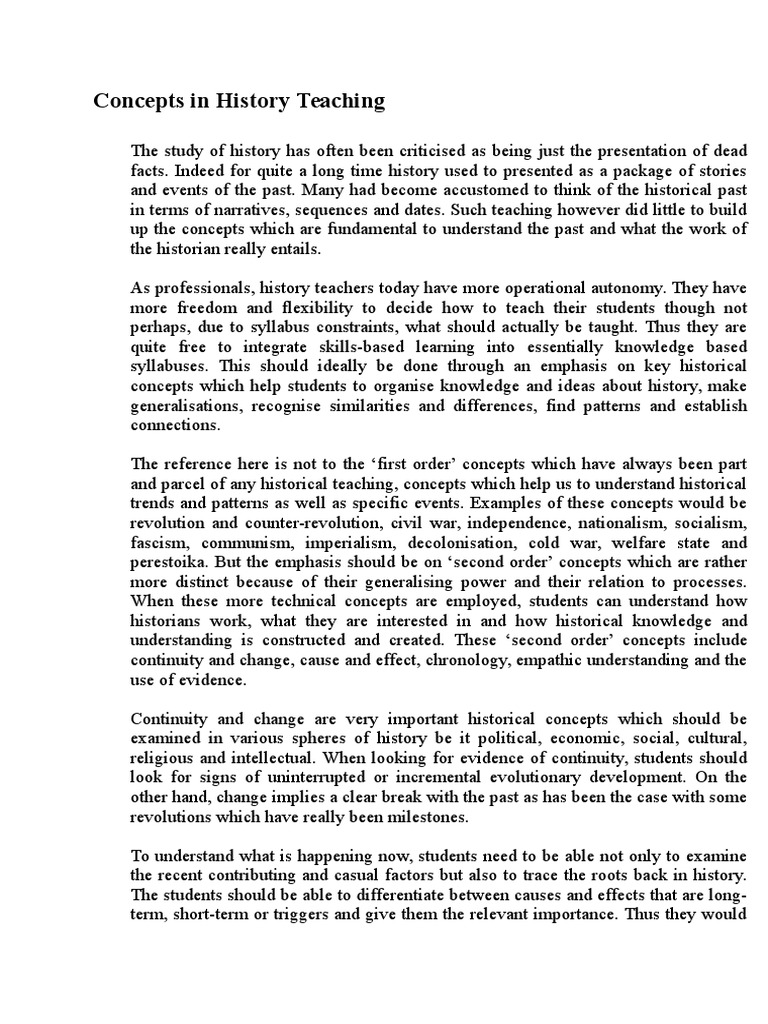 Concepts in History Teaching | PDF | Historian | Concept