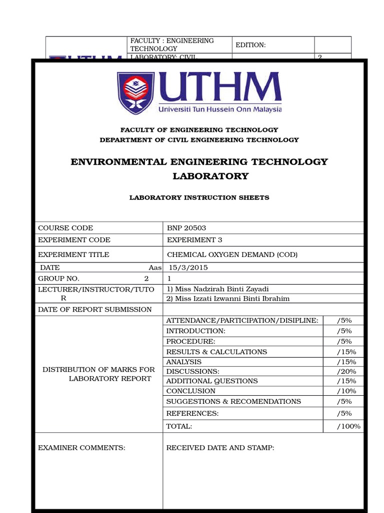 COD Determination Lab Procedure | PDF | Chemical Substances | Chemistry