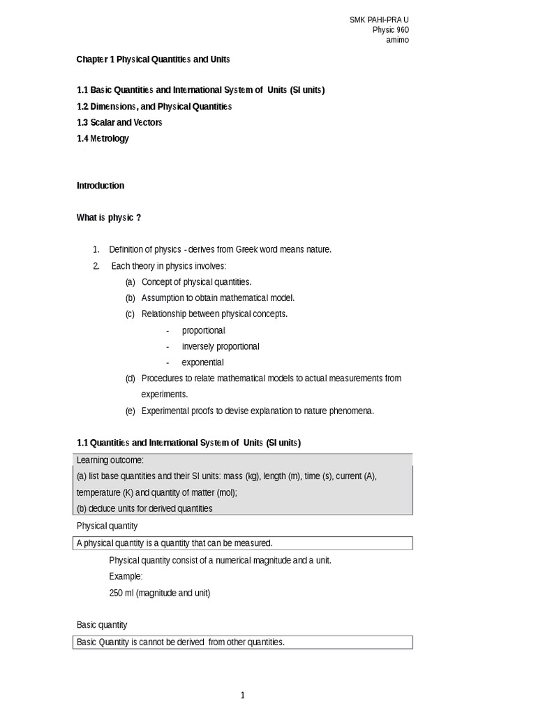 Chapter 1 Physical Quantities and Units | PDF | Observational Error | Euclidean Vector