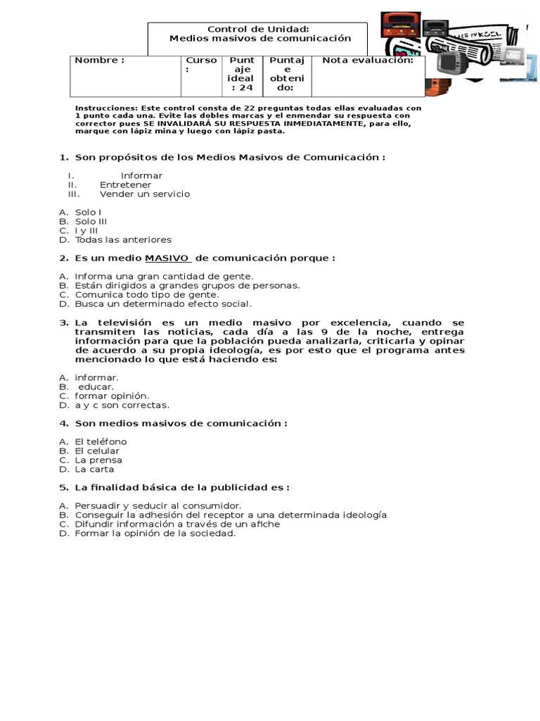 Medios Masivos Prueba | PDF | Medios de comunicación en masa | Publicidad