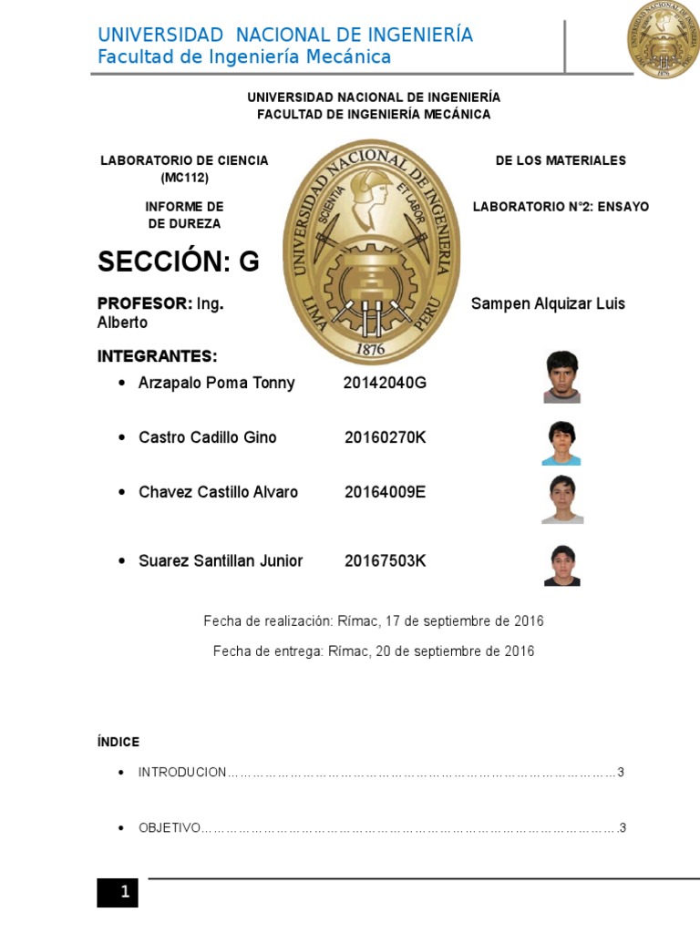 Lab 2 de Ensayo de Dureza Mc112 | PDF | Dureza | Pruebas