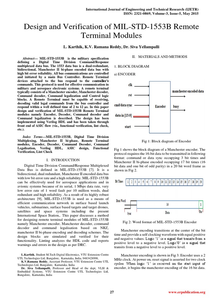 Design and Verification of MIL-STD-1553B Remote Terminal Modules | PDF ...