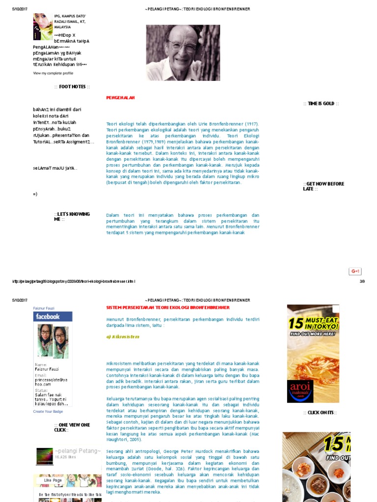 Teori Ekologi Bronfenbrenner | PDF