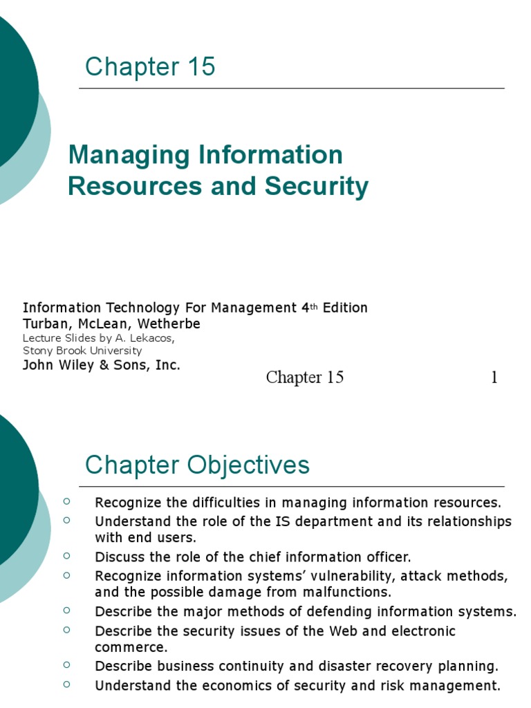 Chapter 15: Managing Information and Resources and Security | PDF