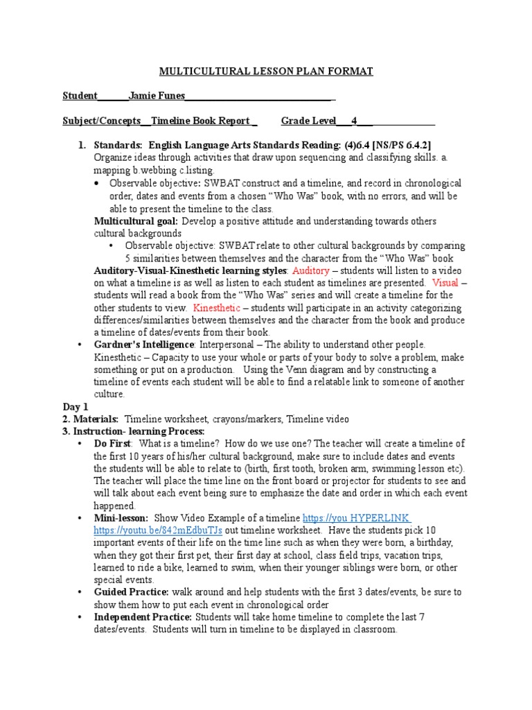 multicultural lesson plan format-1 | Learning Styles | Lesson Plan