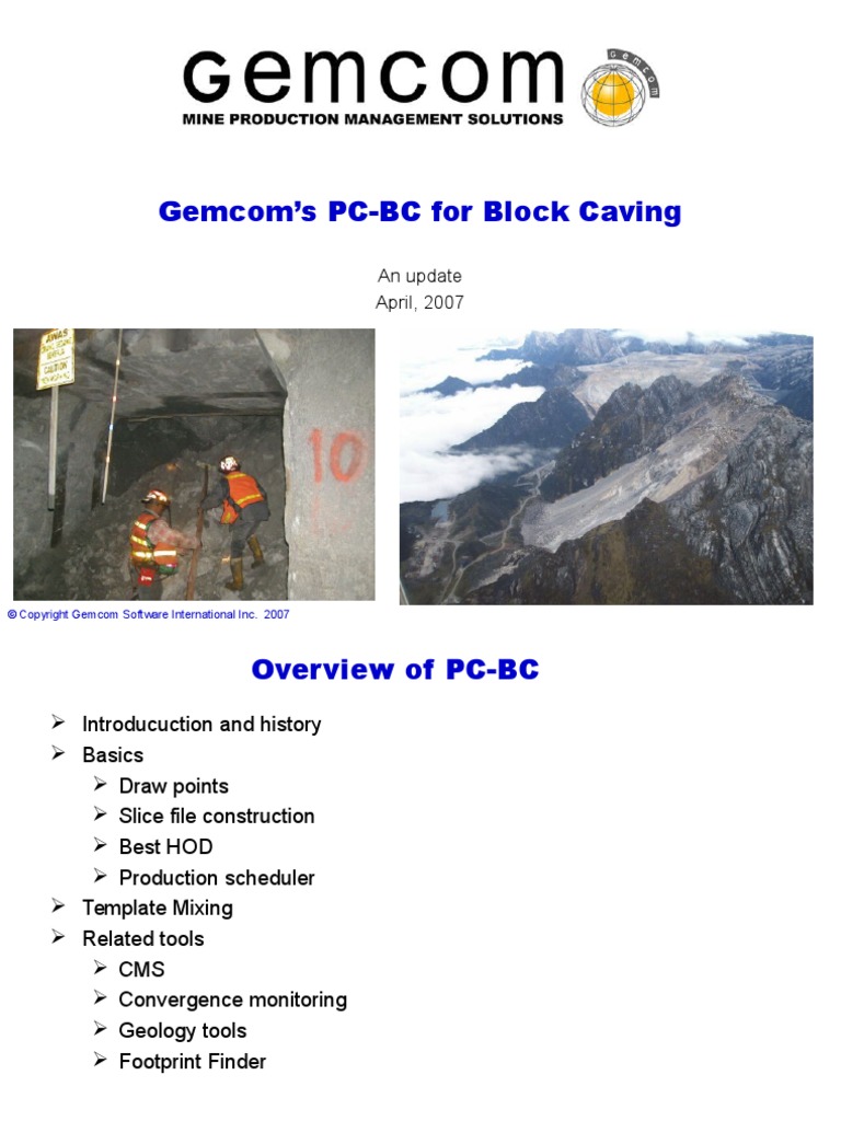 06 PC-BC PL Block Caving Tony Diering | PDF | Computing | Computing And ...