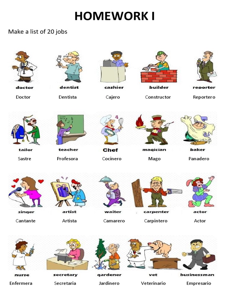Homework I: Make A List of 20 Jobs | Download Free PDF | Linguistics ...