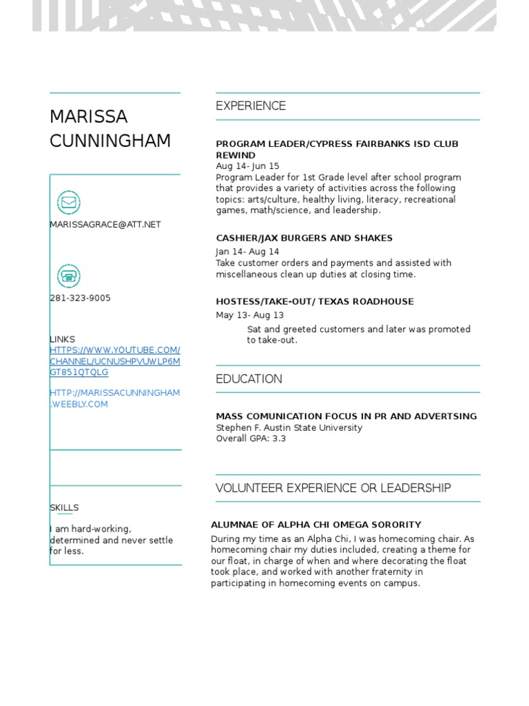Marissa Cunningham: Experience | PDF