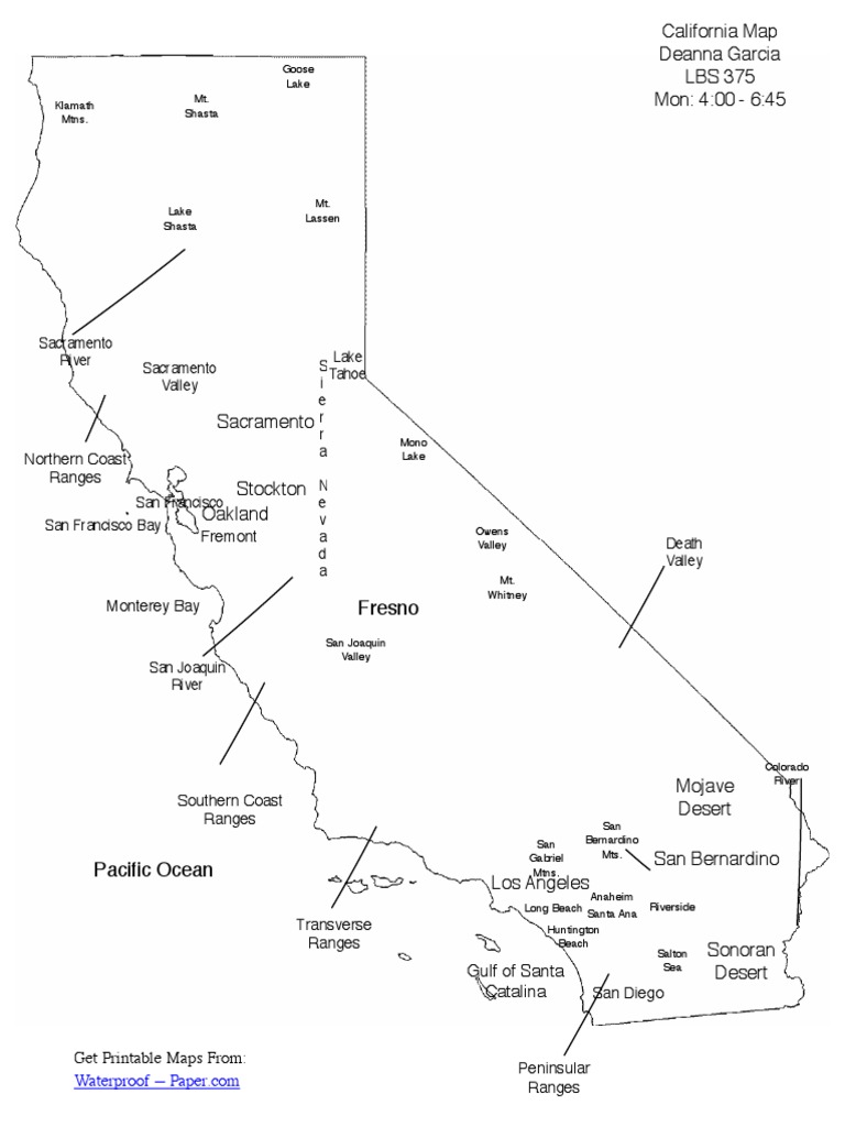 Map Assignment 1 | PDF | California | The United States