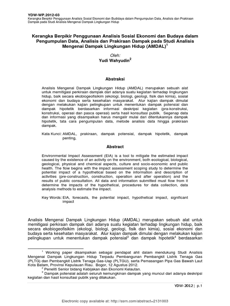 Kerangka Berpikir Sosek Amdal | PDF