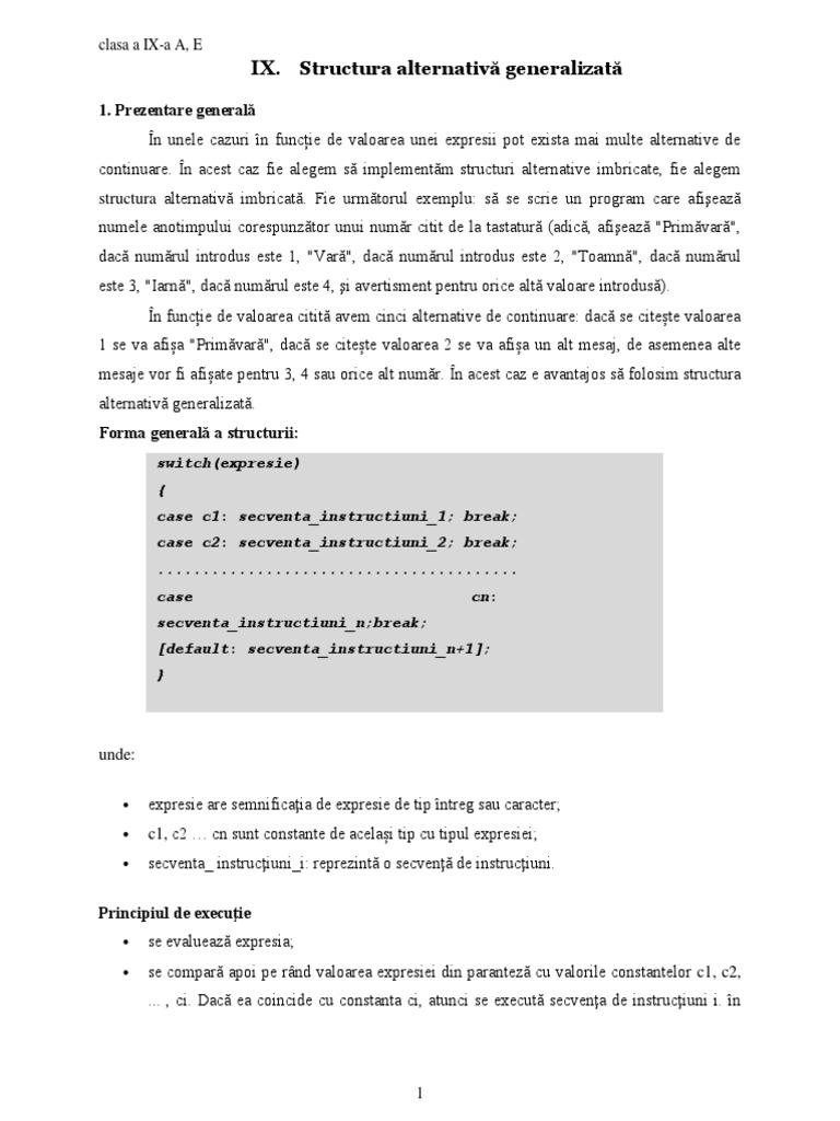 10 Structura Alternativa Generalizata | PDF