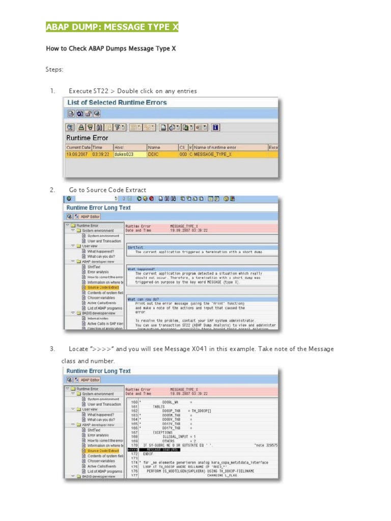 Abap Dump: Message Type X | PDF | Computers