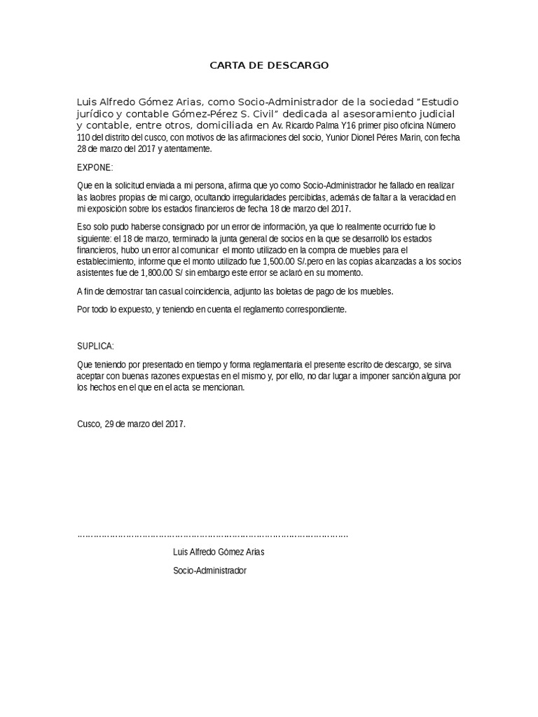 Carta de Descargo | PDF