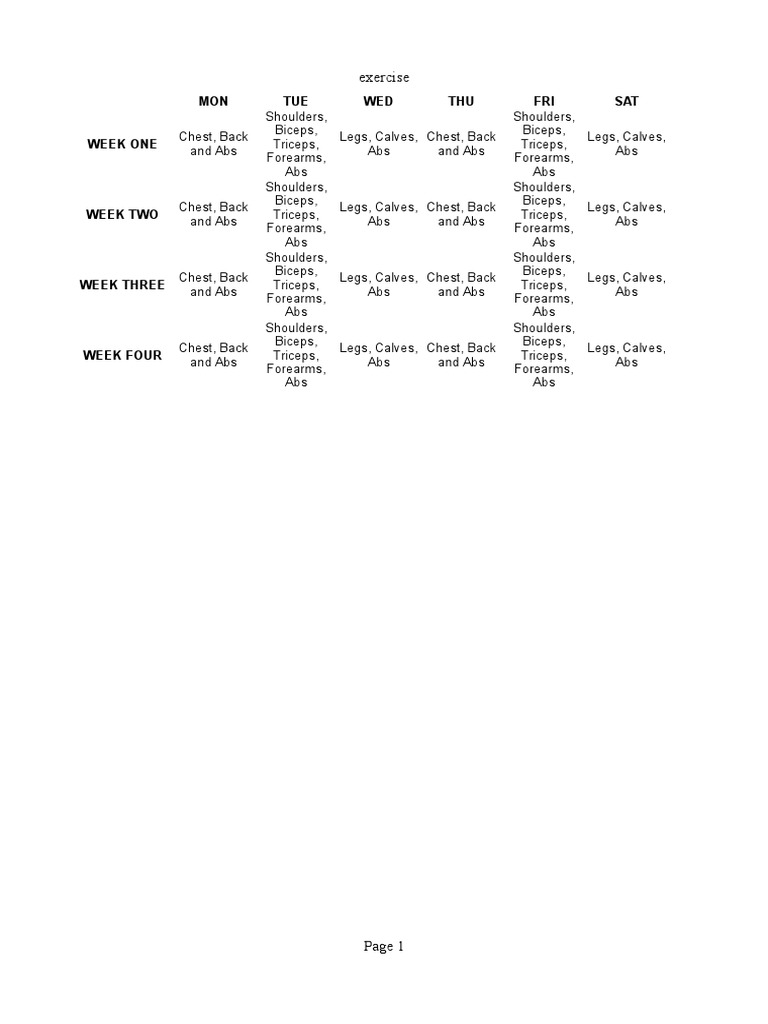 Exercise: MON TUE WED THU FRI SAT | PDF | Shoulder | Joints