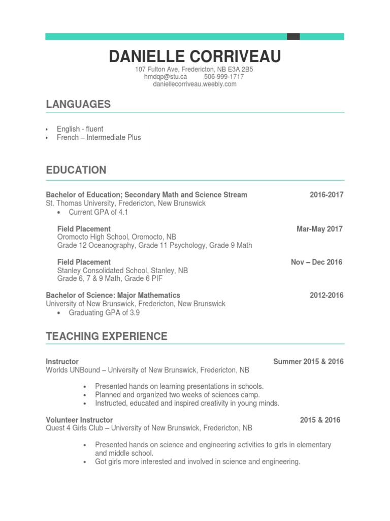 CV - Danielle Corriveau | PDF | Learning | Behavior Modification