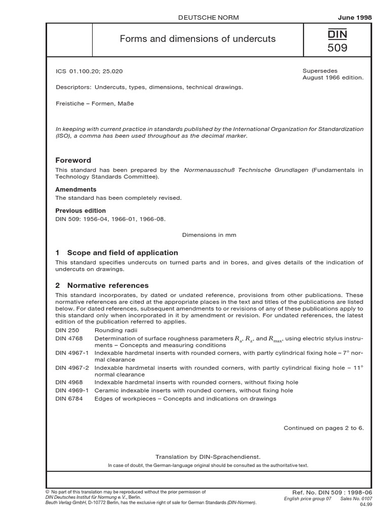 Din 509 PDF | Download Free PDF | Machining | Surface Roughness