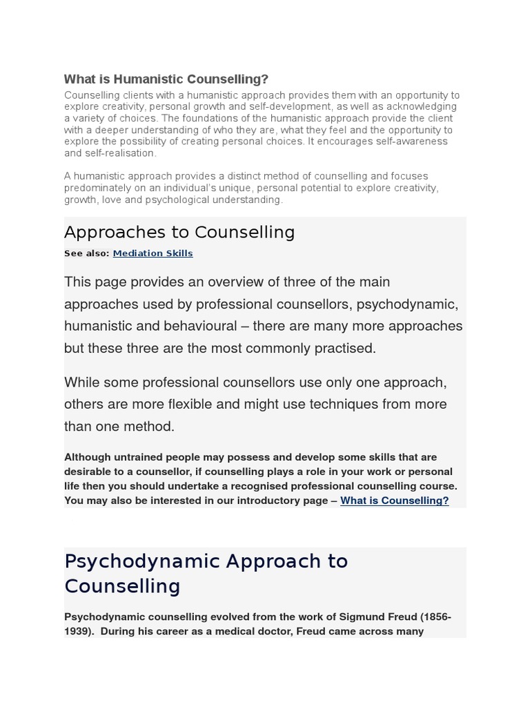 What Is Humanistic Counselling | PDF | Id | Humanistic Psychology