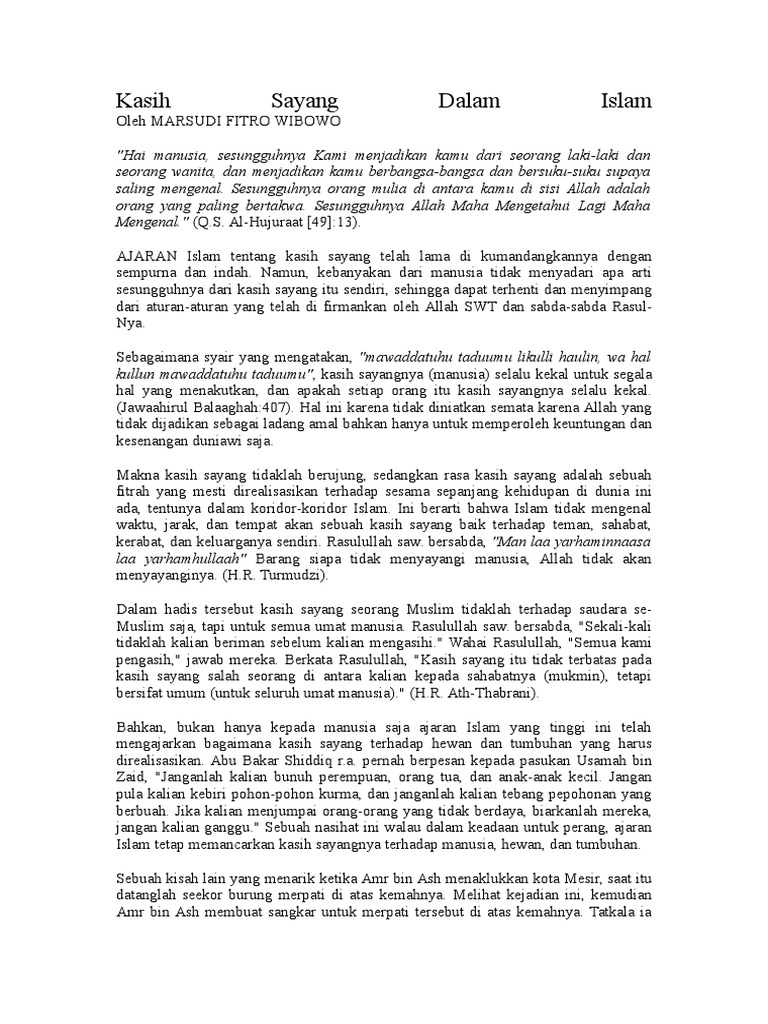 Kasih Sayang Dalam Islam | PDF