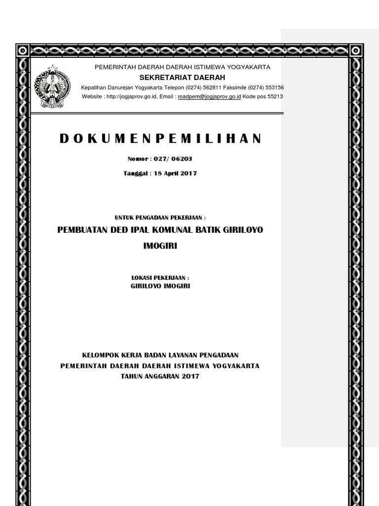 Pengadaan DED IPAL Komunal Giriloyo | PDF