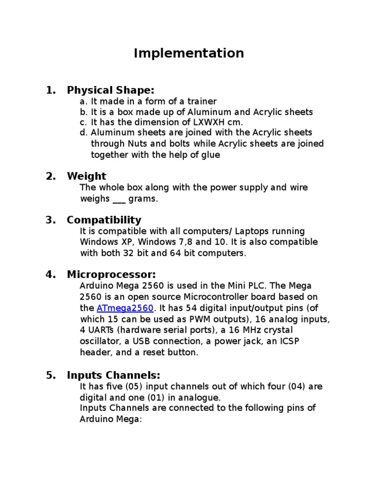 Mini PLC Report | PDF | Arduino | Switch