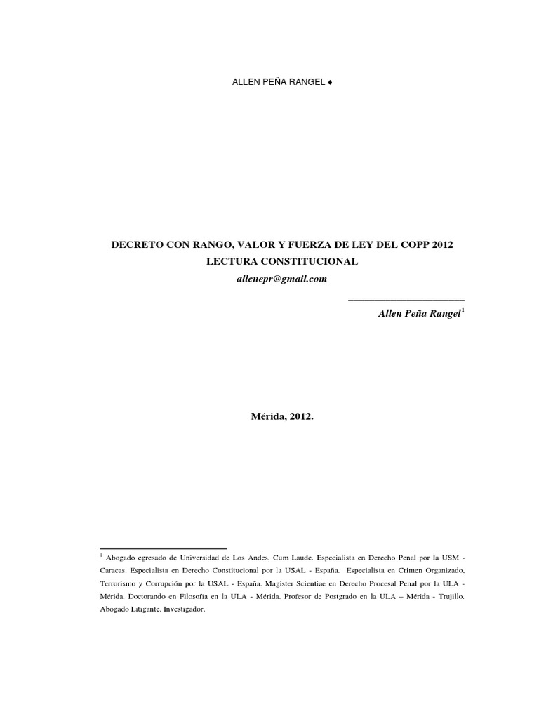 Análisis Constitucional del COPP 2012 | PDF | Derecho Constitucional | Constitución