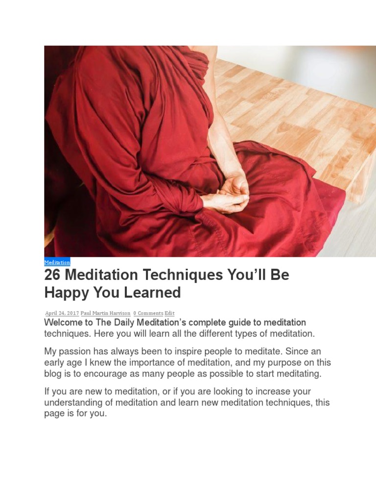 26 Different Types of Meditation For You To Learn | PDF | Meditation ...