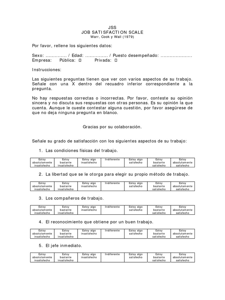 ESCALA DE SATISFACCIÓN LABORAL DE WARR, COOK Y WALL.pdf | Ajedrez ...
